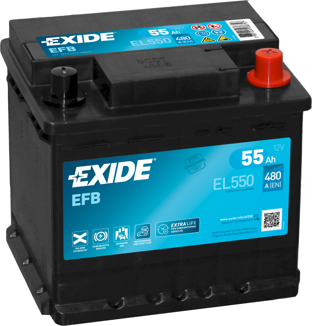 EL550 - MICRO-HYBRID EFB - Exide Startbatterier op til 100Ah 55Ah - EL550