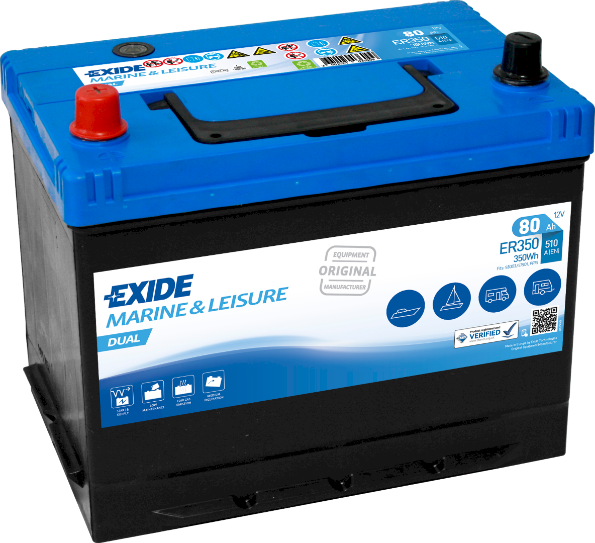 Batteri - Exide ER350 DUAL Marine & Multifit