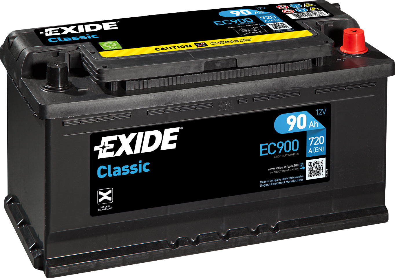 EC900 - CLASSIC - Exide Startbatterier op til 100Ah 90Ah - EC900